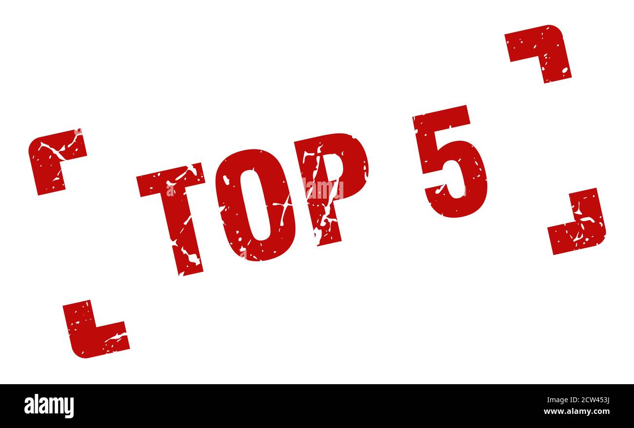 top 5 stamp. square grunge sign on white background Stock Vector Image ...