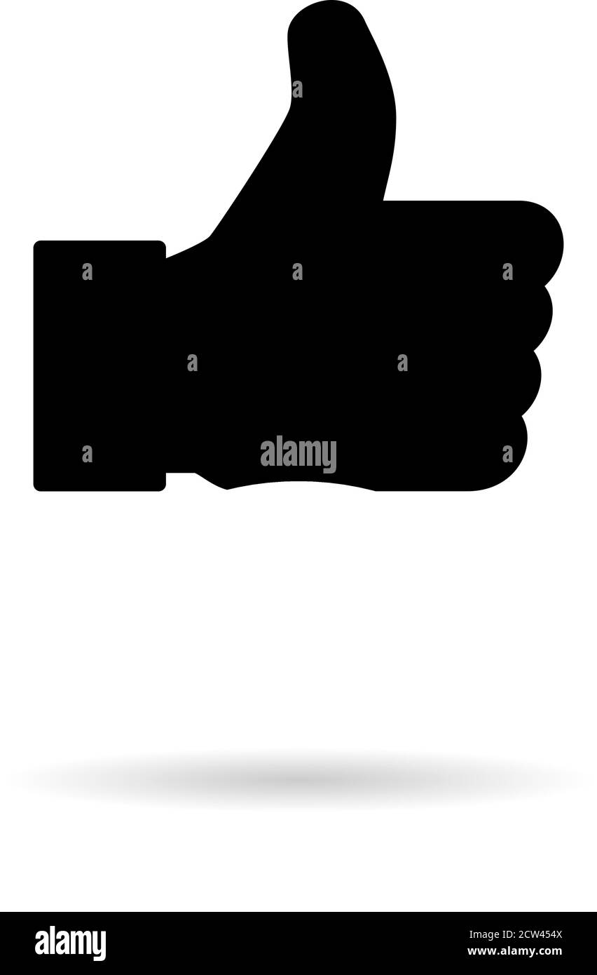 Thumb up with shadow icon, like finger vector illustration sign ...