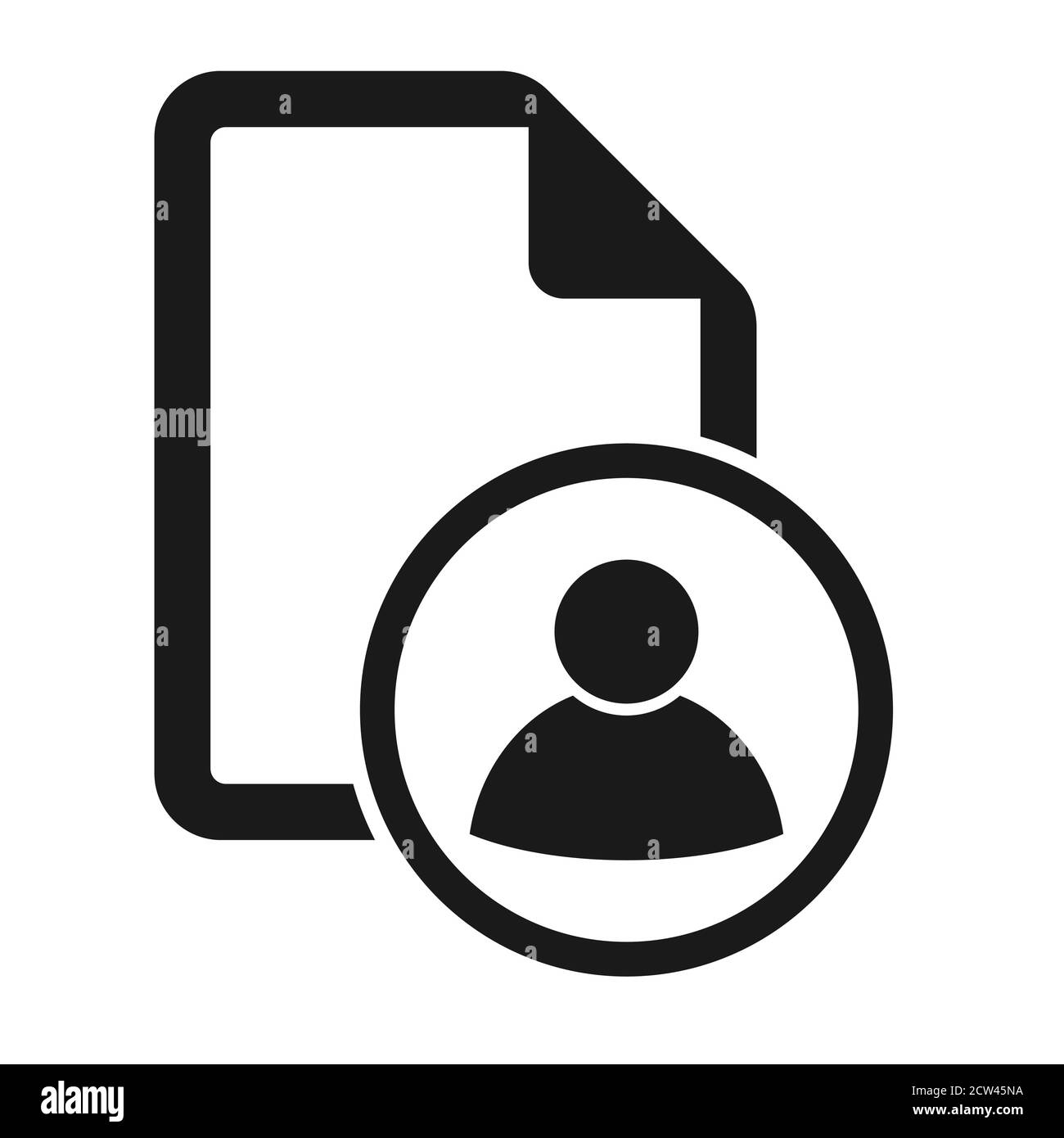 File flat icon with person isolated on white background. Personal ...