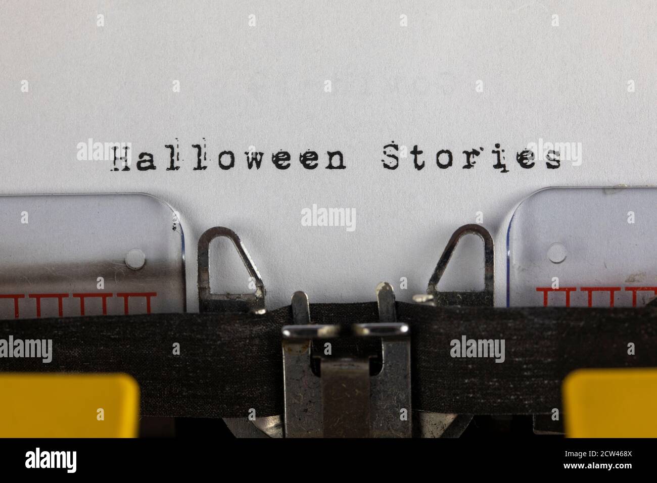 written on old typewriter with text Halloween Stories Stock Photo - Alamy
