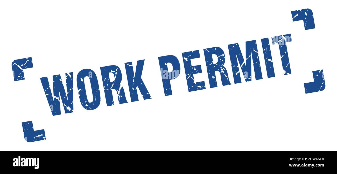 work permit stamp. square grunge sign on white background Stock Vector ...