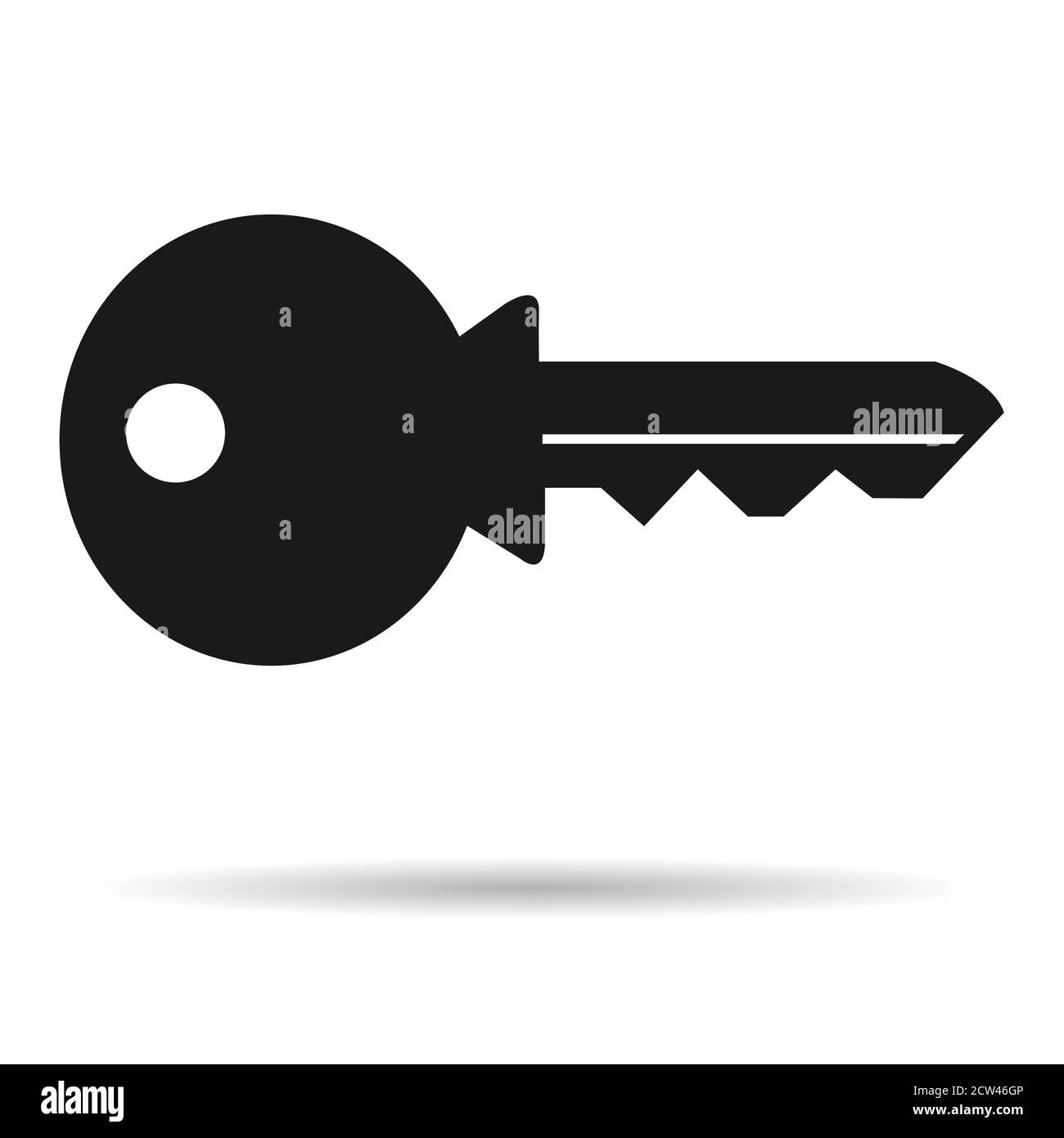 Web key icon with shadow, Lock symbol isolated on white background ...
