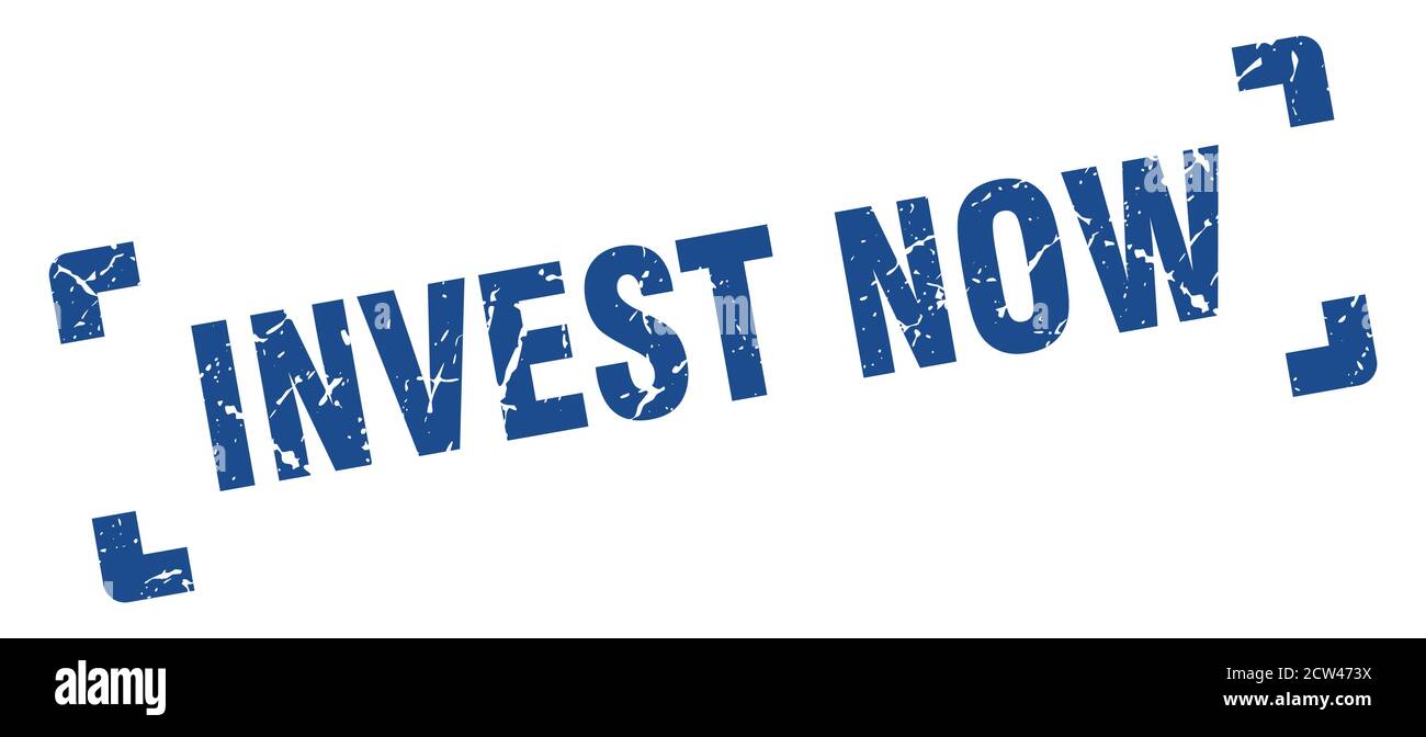 invest now stamp. square grunge sign on white background Stock Vector ...