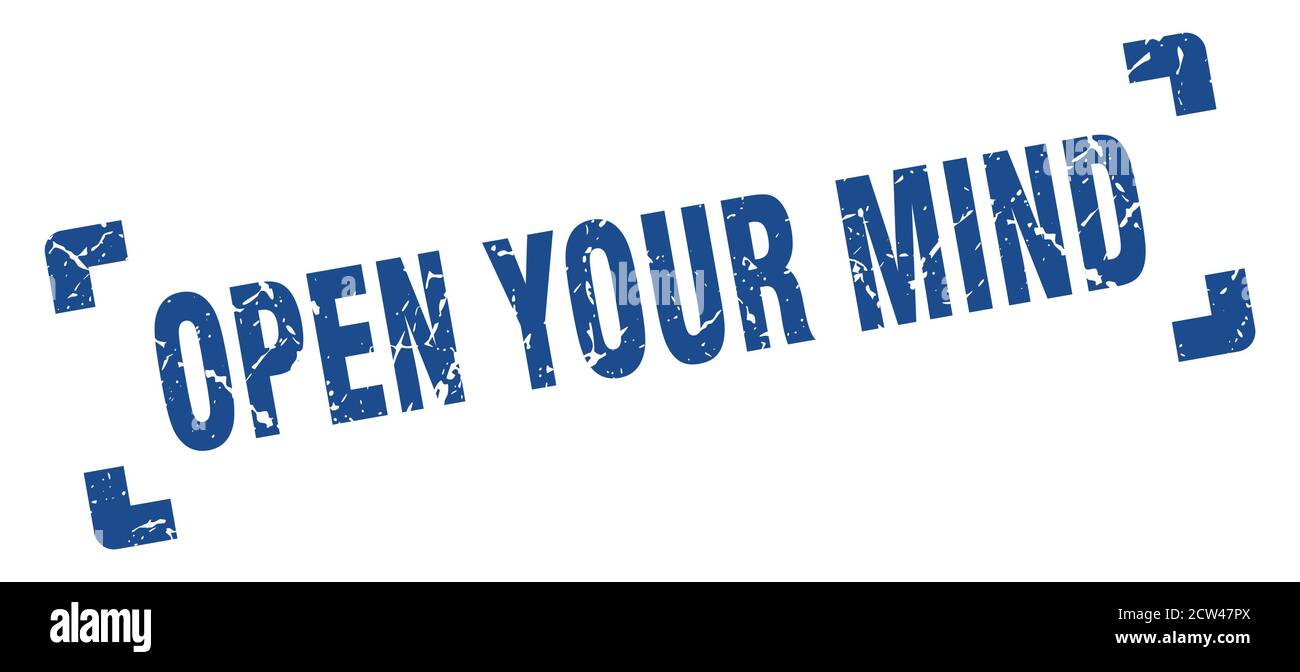 open your mind stamp. square grunge sign on white background Stock ...