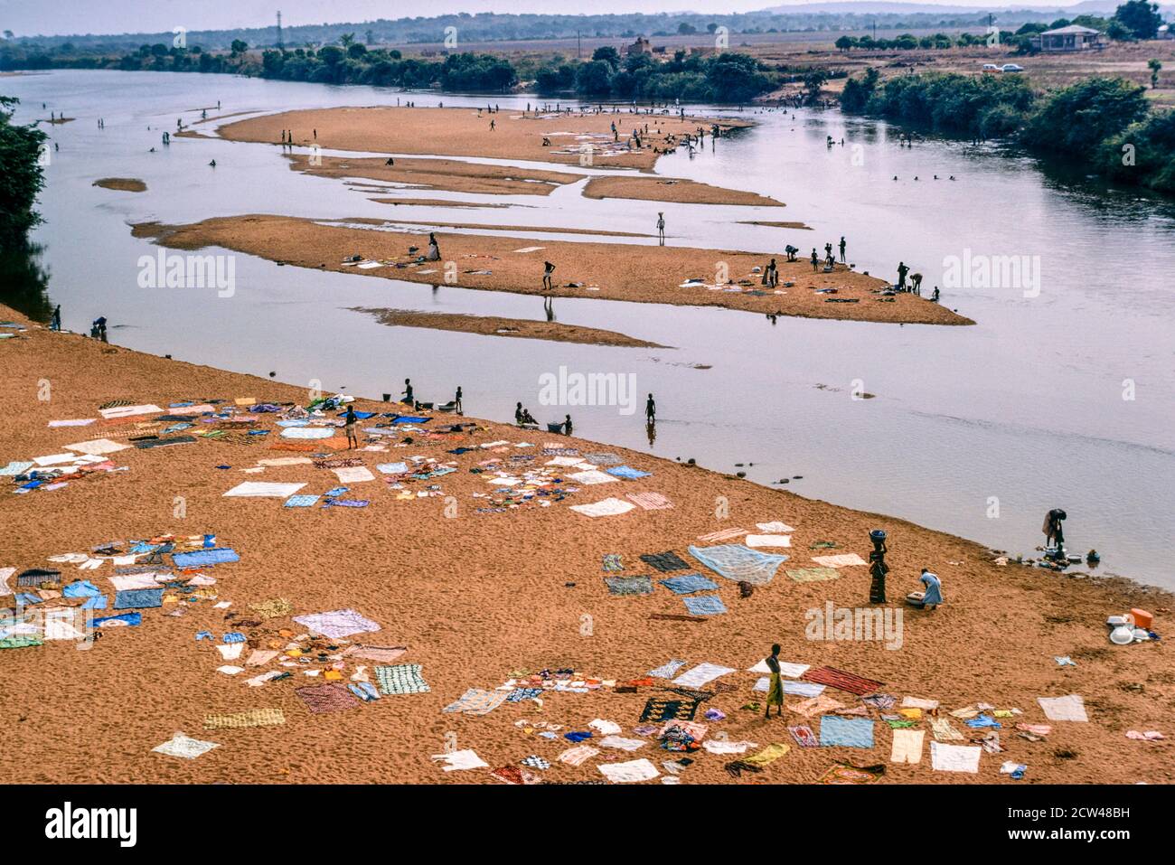 Washing laid out on the banks of the Milo River a tributary of the ...