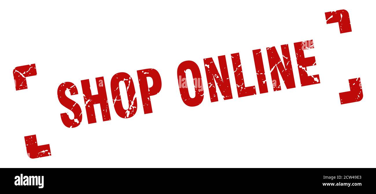 shop online stamp. square grunge sign on white background Stock Vector ...