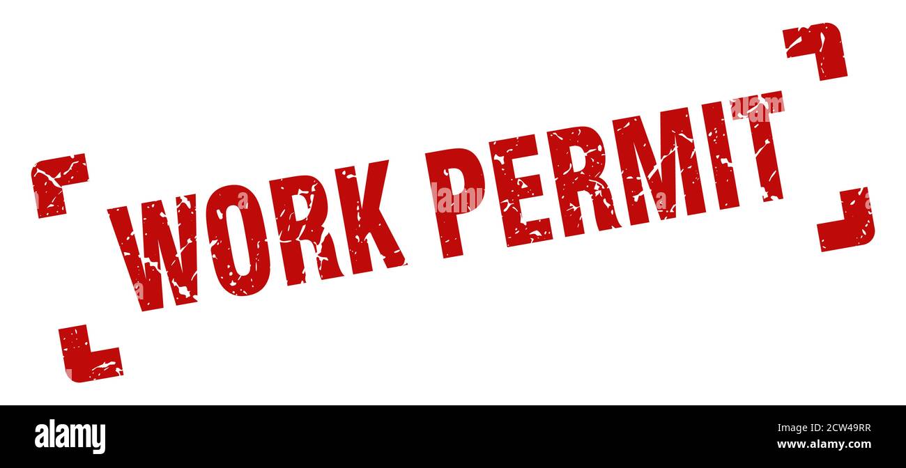 work permit stamp. square grunge sign on white background Stock Vector ...