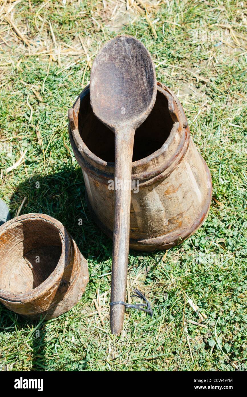 Handmade wooden kitchen utensils spoons wooden kitchen items Stock ...
