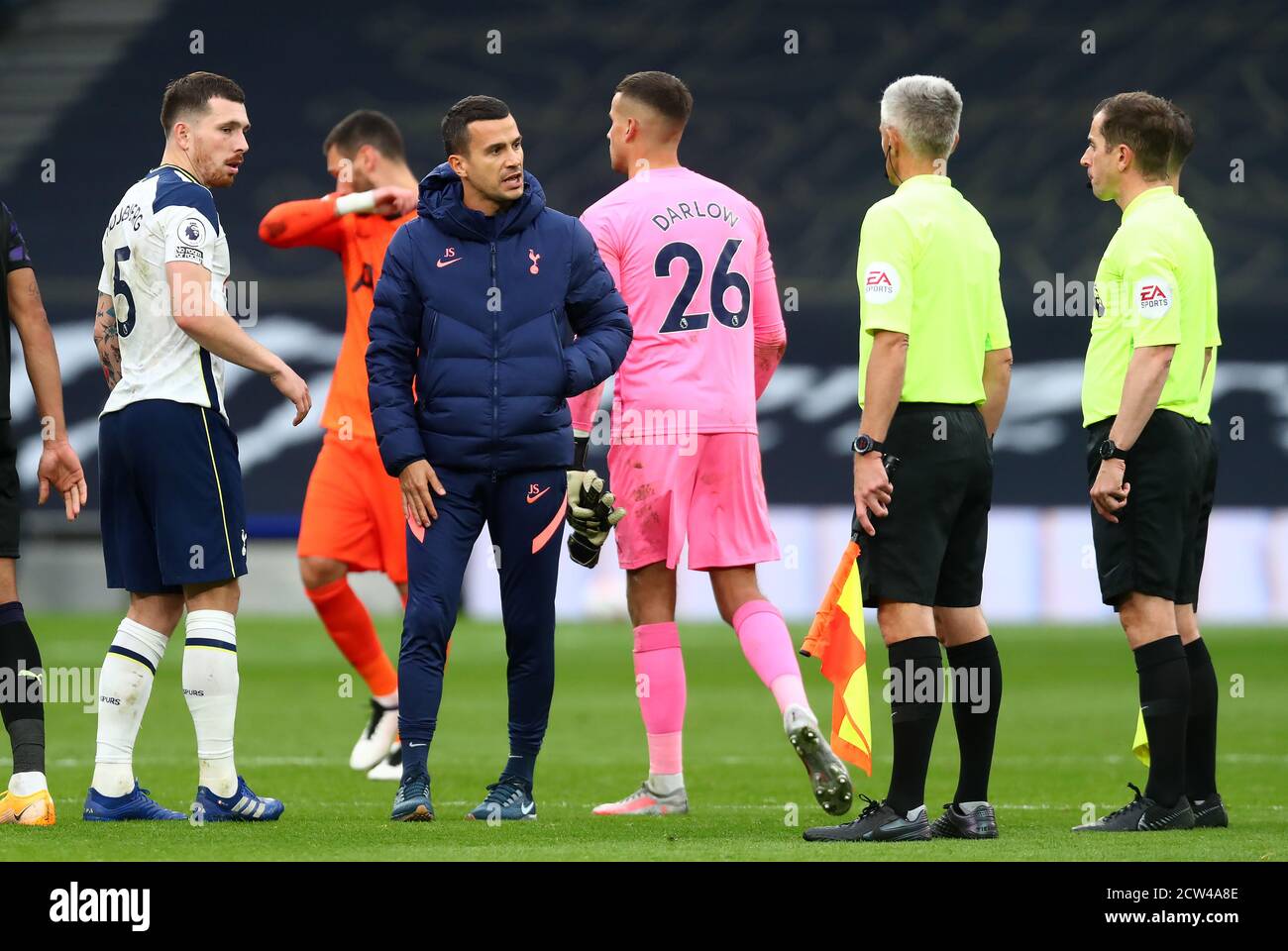 Tottenham Hotspur assistant coach Joao Sacramento speaks with the ...