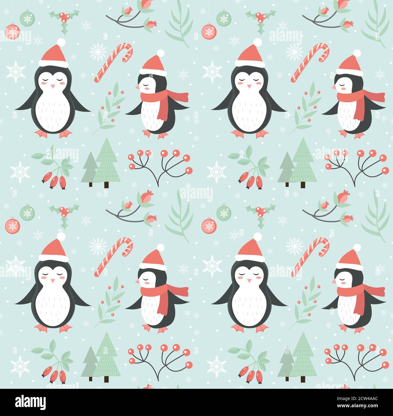 Cute Christmas Penguins Wallpaper