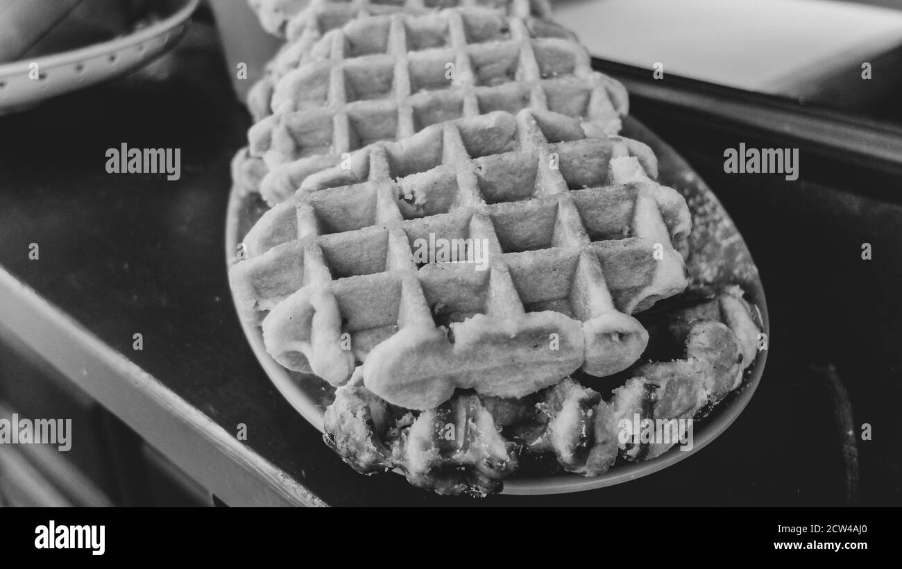Belgian waffle stand Black and White Stock Photos & Images - Alamy