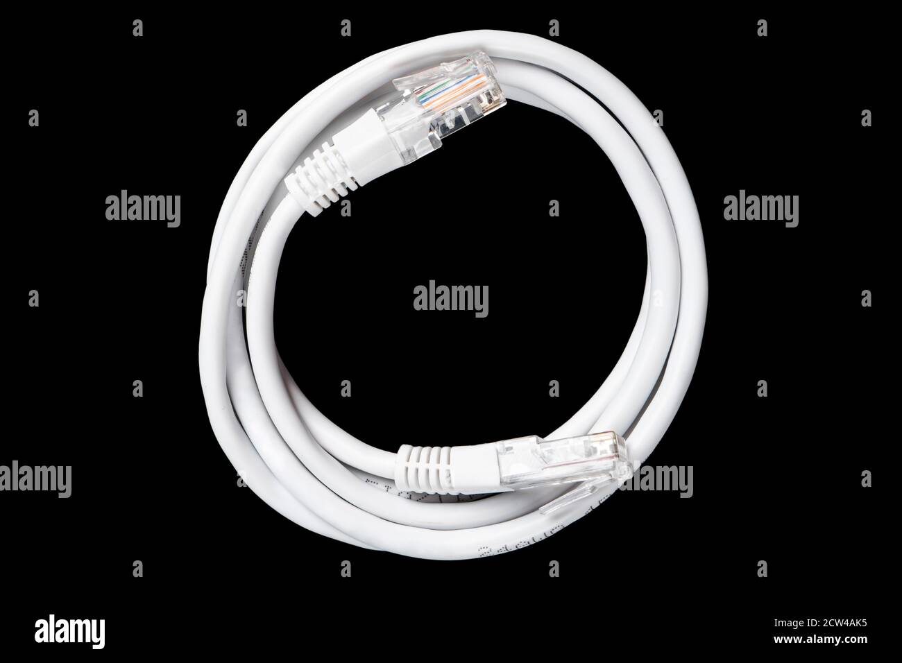 Internet data cable isolated on black background. Internet ...