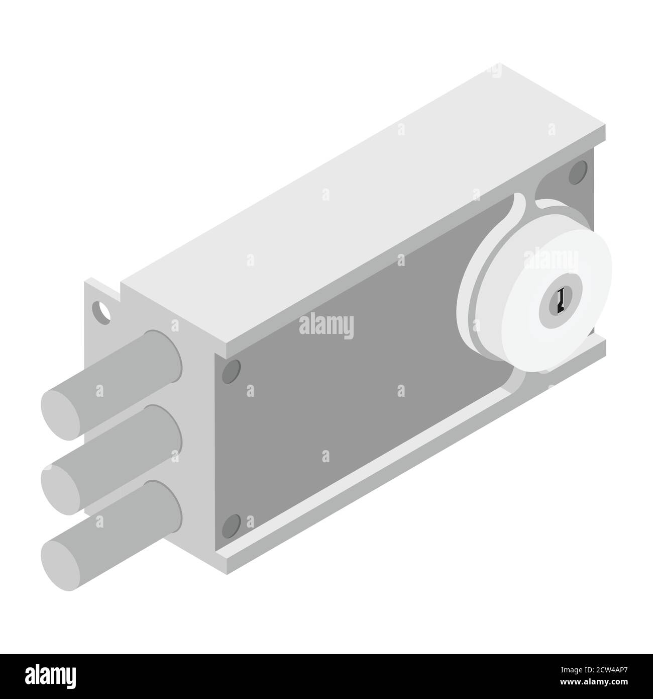 Key cylinder door lock isolated on white background. Isometric view ...