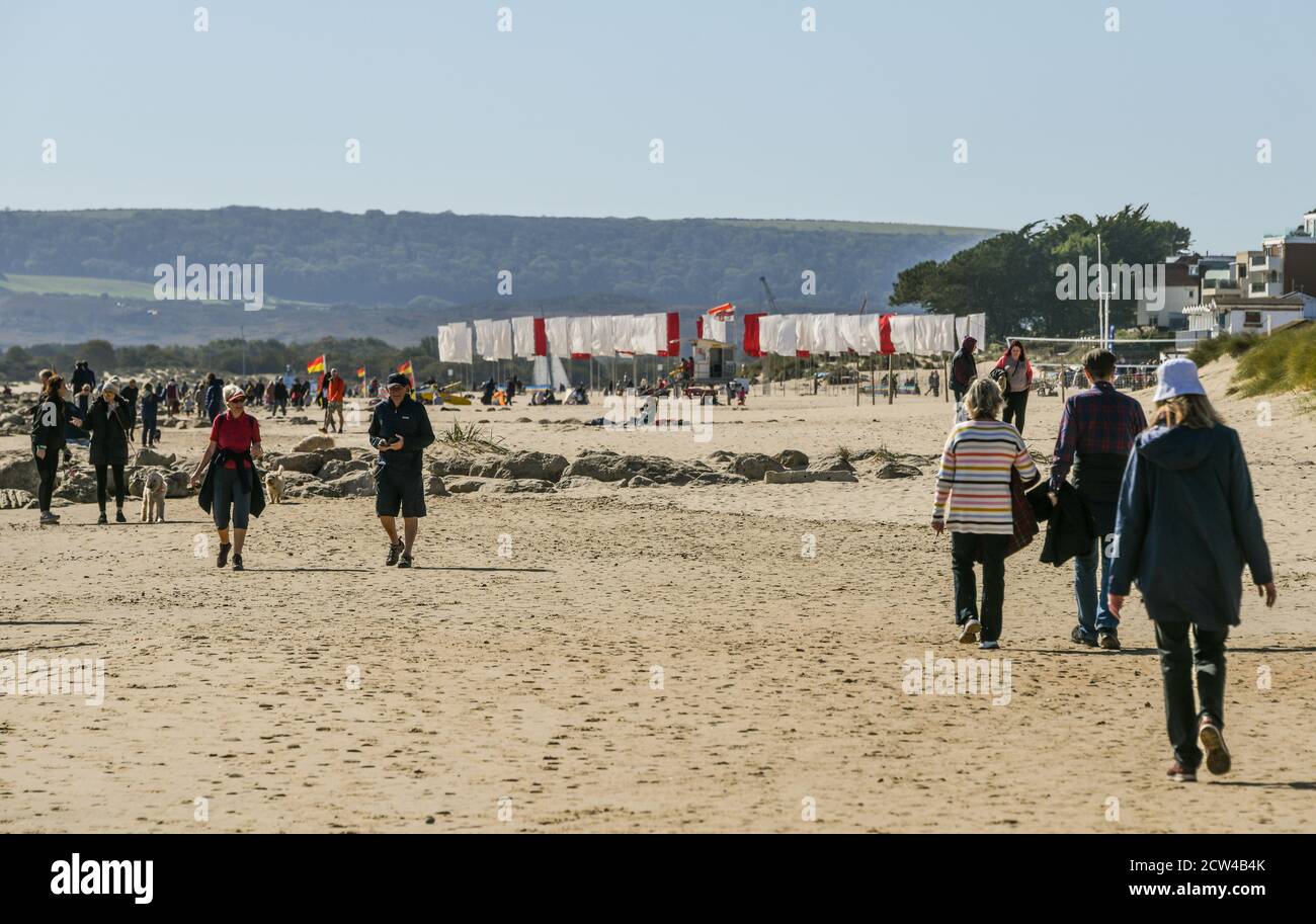 Poole, UK. Sunday 27 September 2020. The red and white flags of 'In ...