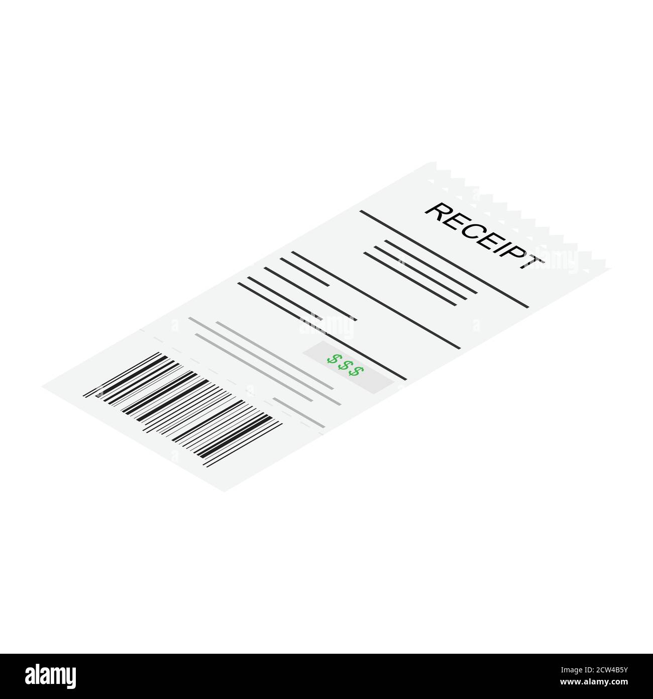 Vector icon sales printed receipt. Bill atm template, cafe or restaurant paper financial check ...