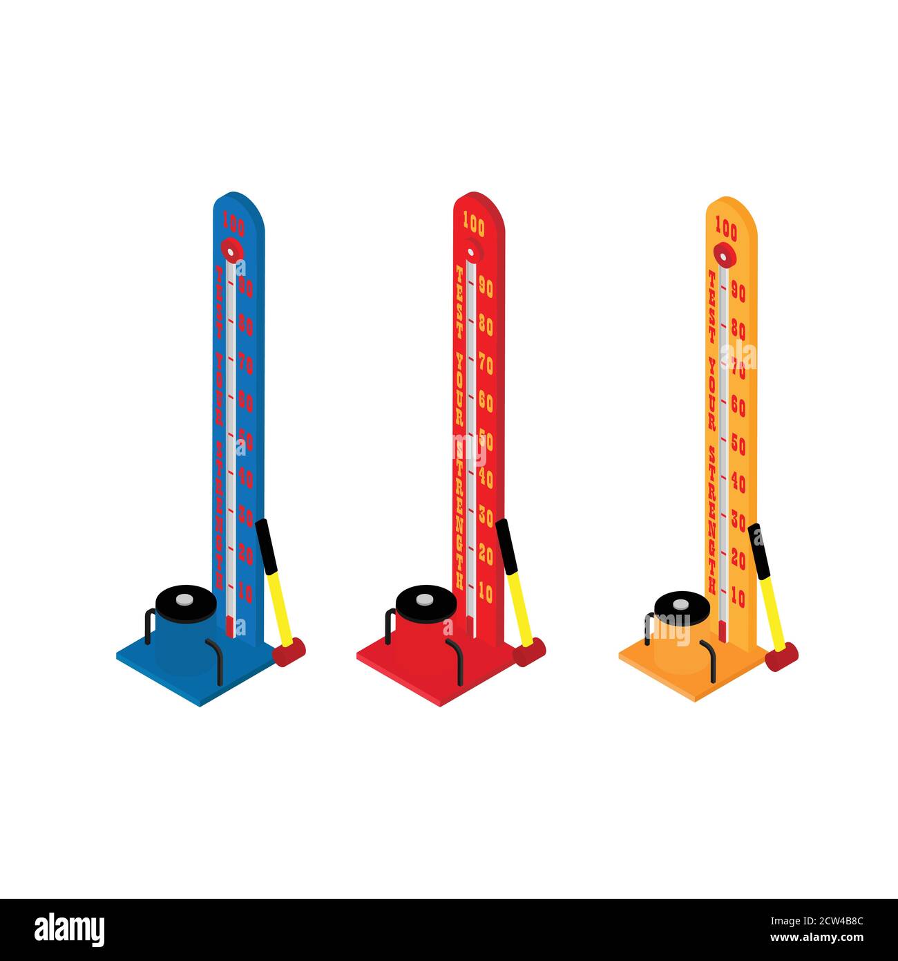 Test your strength. Vector. Isolated on white background. Isometric ...