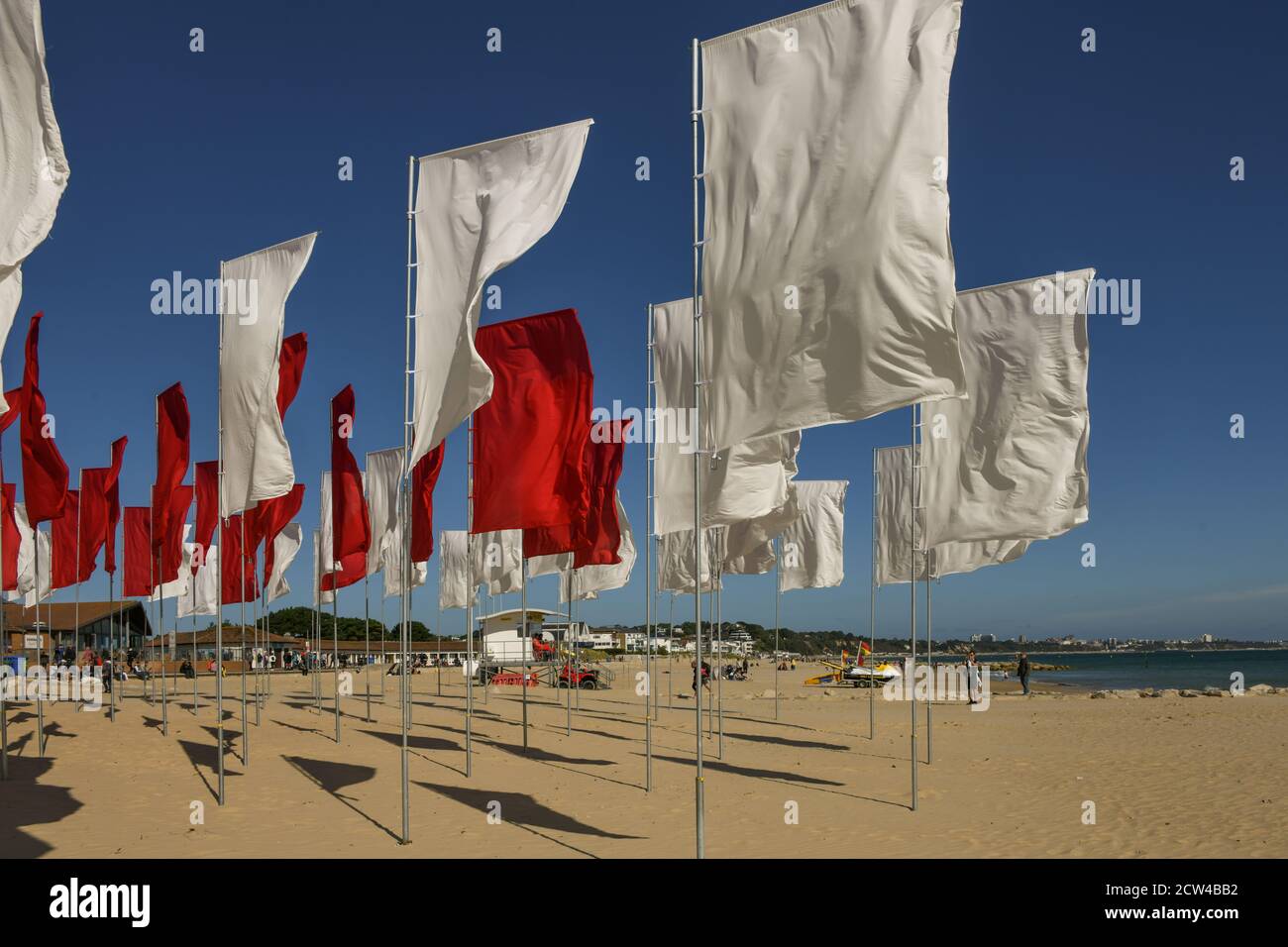 Poole, UK. Sunday 27 September 2020. The red and white flags of 'In ...
