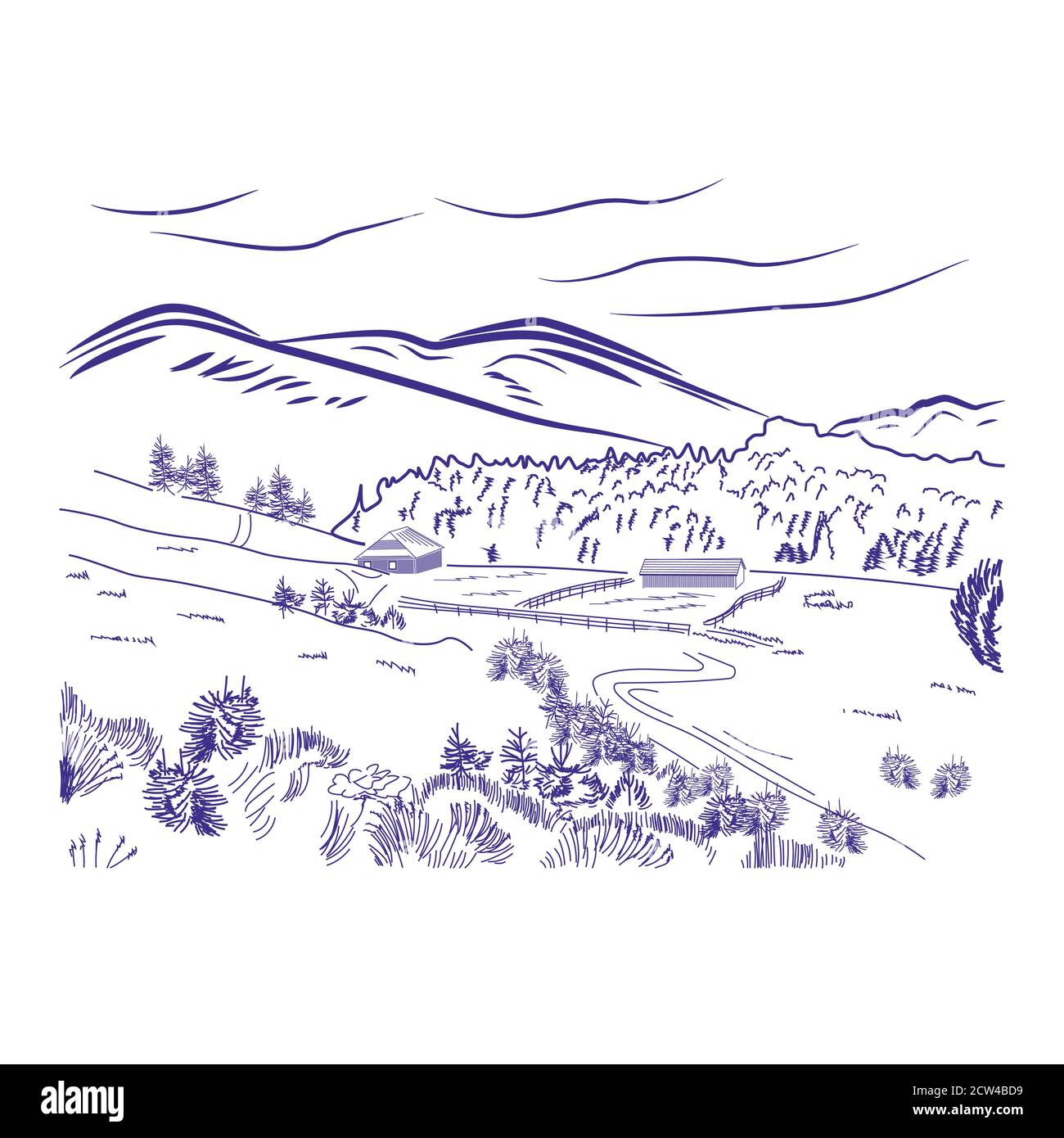 Hillside cabin Stock Vector Images - Alamy