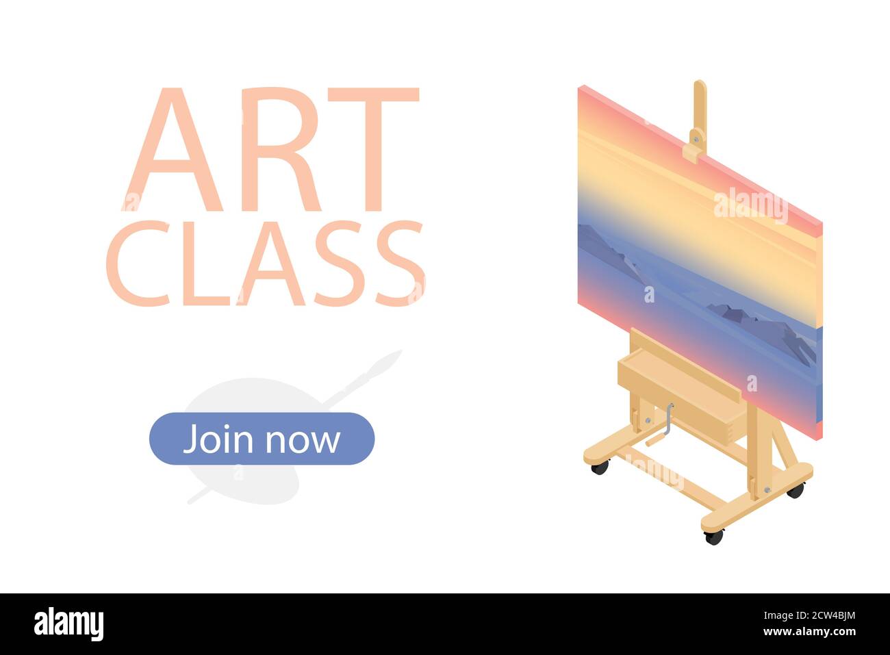 Painting at art school. Art class join now. Isometric view. Vector ...