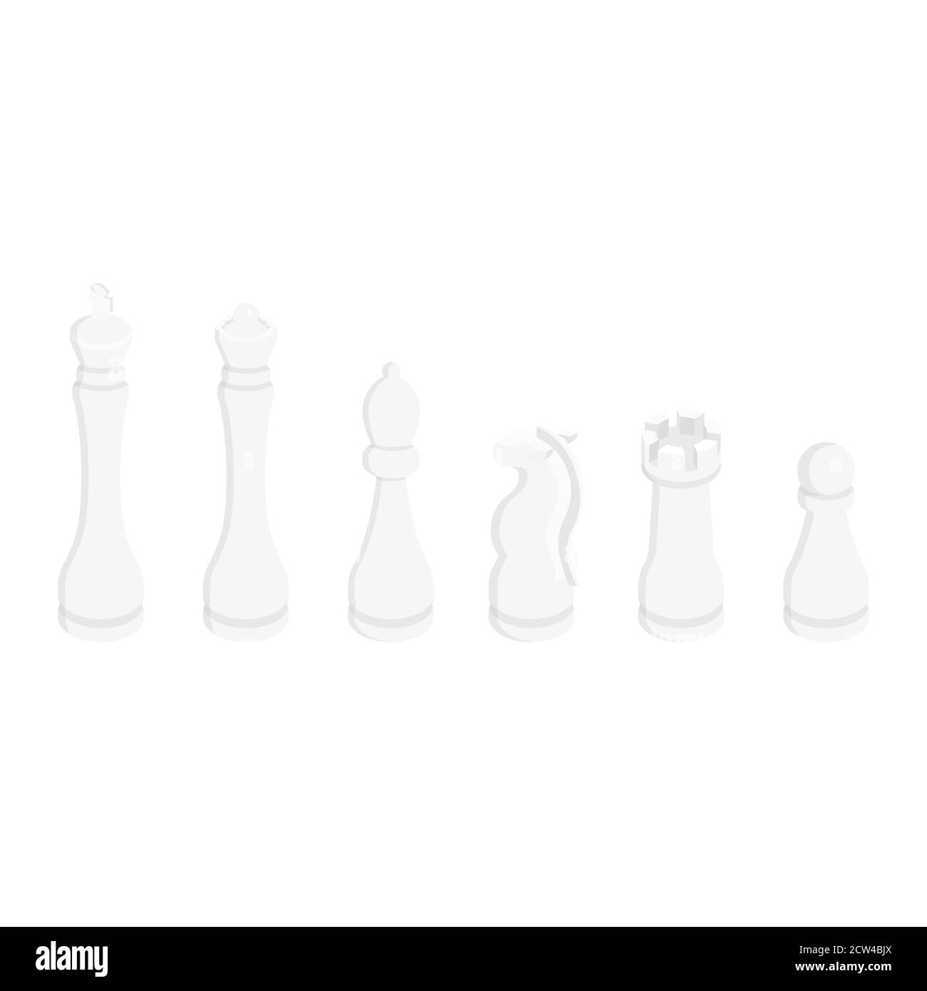 Chess pieces king queen bishop knight rook pawn isometric view vector ...