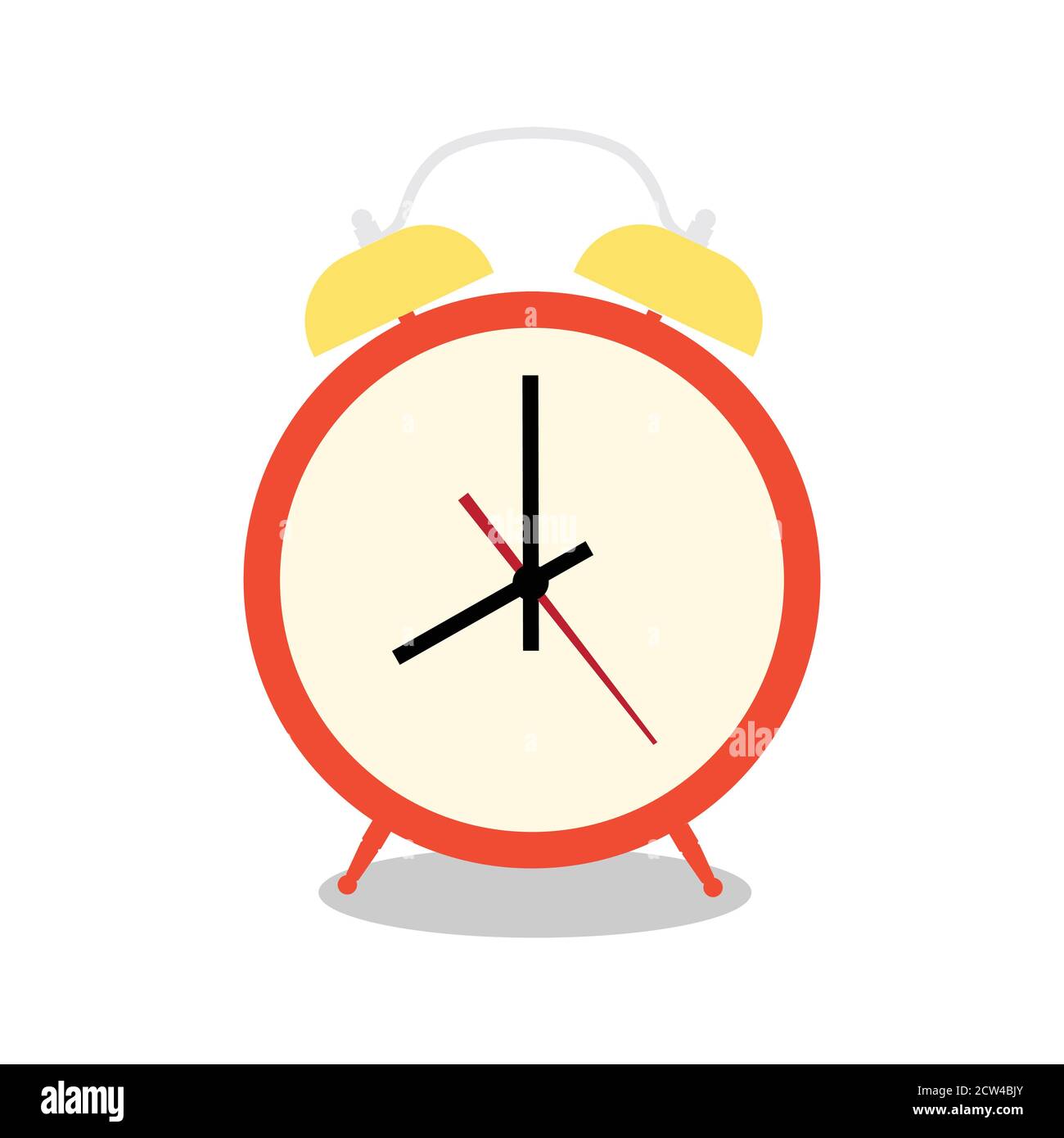 Alarm clock red wake-up time isolated on background in flat style ...
