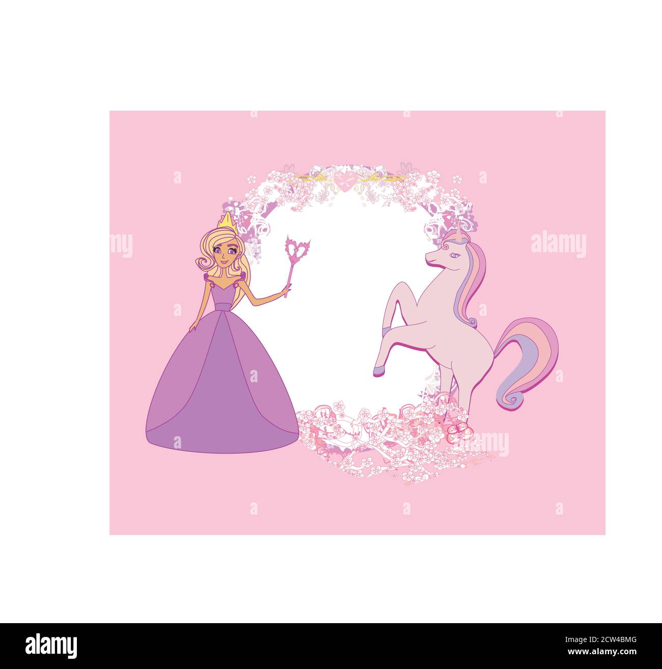 Unicorn and fairy - girlish frame Stock Vector Image & Art - Alamy