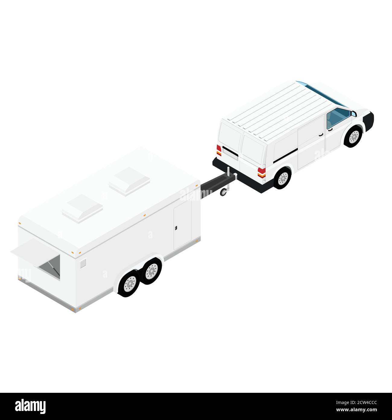 Car with trailer isolated on white background. Isometric view. Vector ...