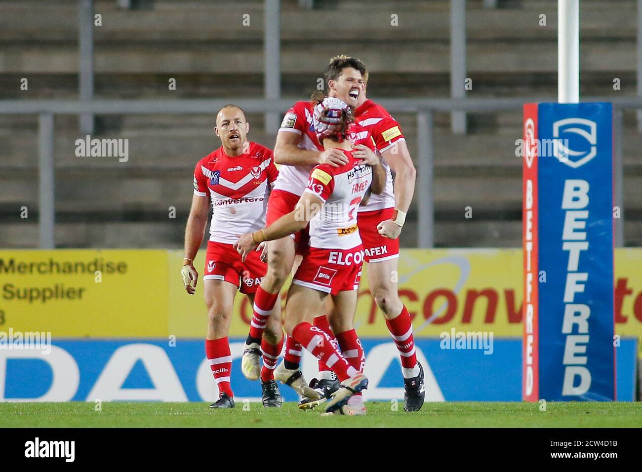 Theo Fages (7) of St Helens drop goal in extra time seals the 21-20 win ...