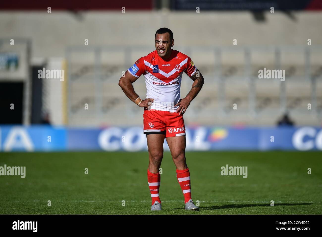 Zeb Taia (11) of St Helens during the game Stock Photo - Alamy