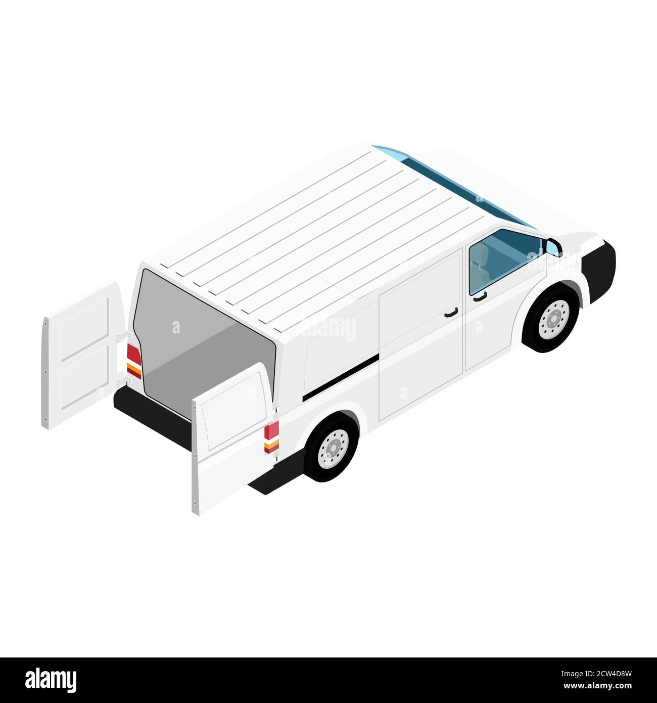 Hi-detailed Cargo Delivery Van with opened doors vector isometric view ...
