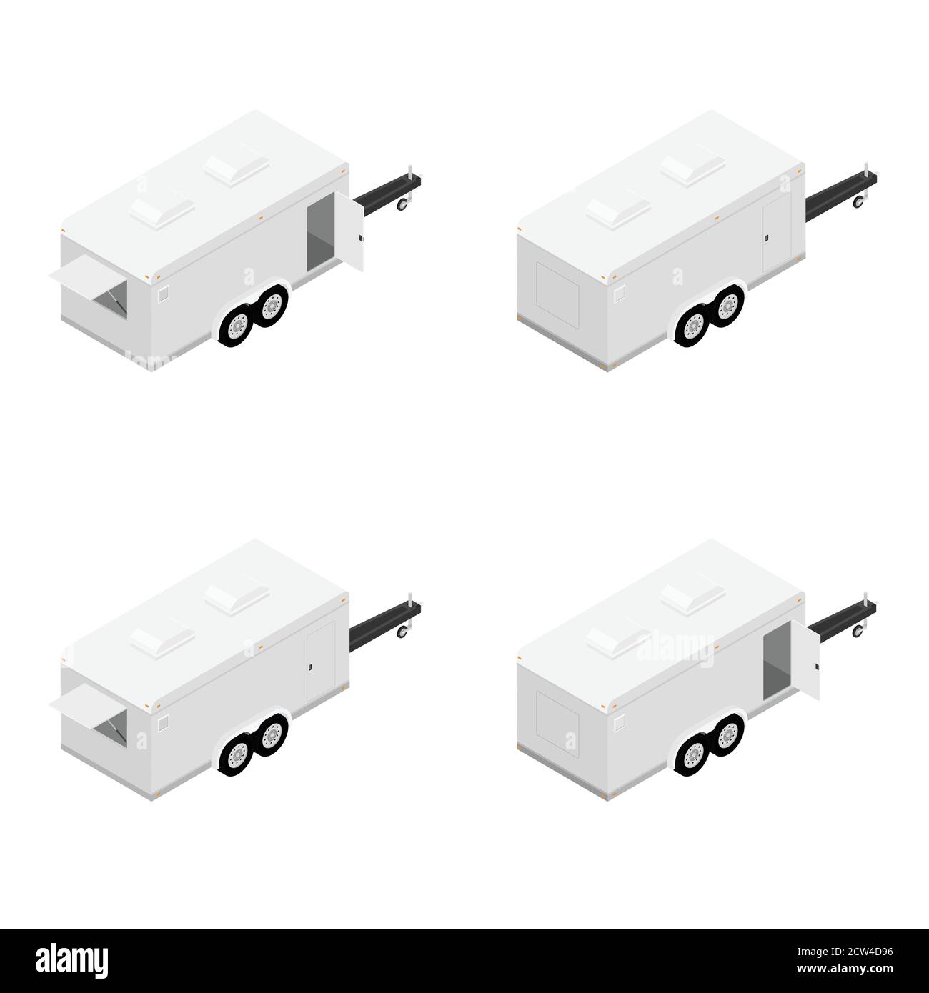 Food trailer vector isolated on white background isometric view Stock ...