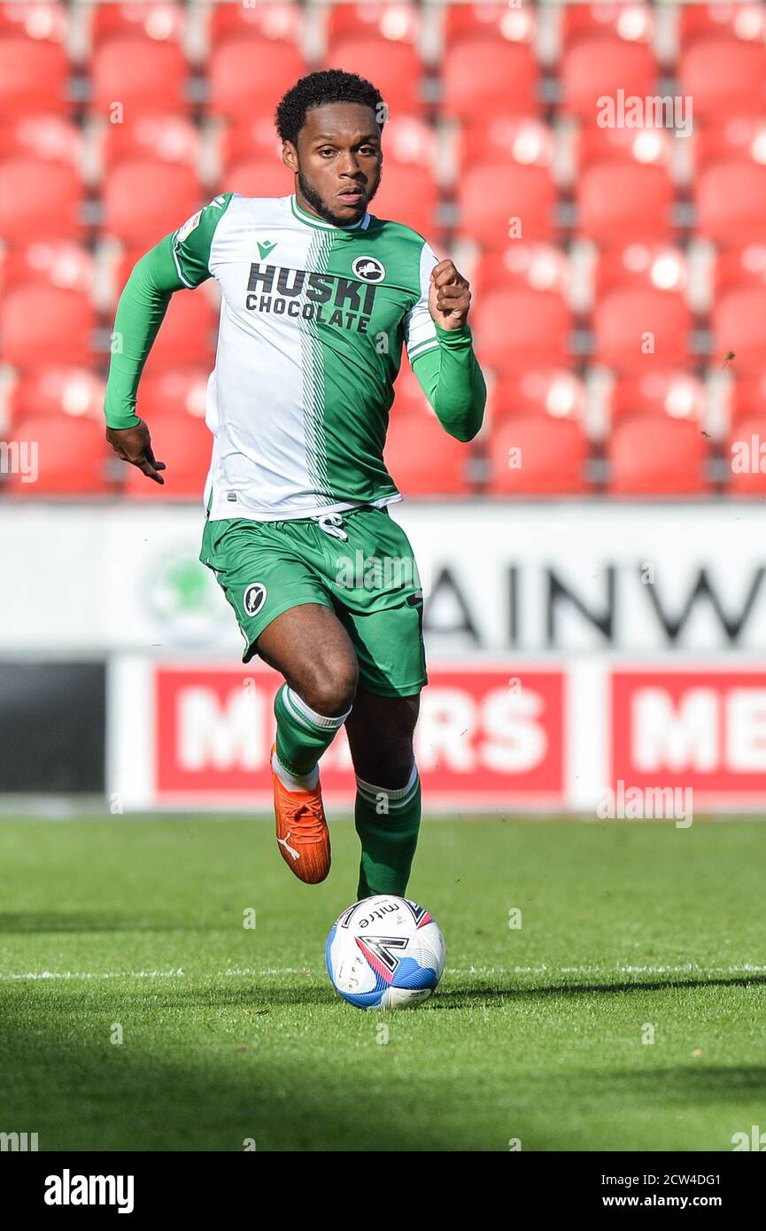 Mahlon Romeo (12) of Millwall with the ball Stock Photo - Alamy