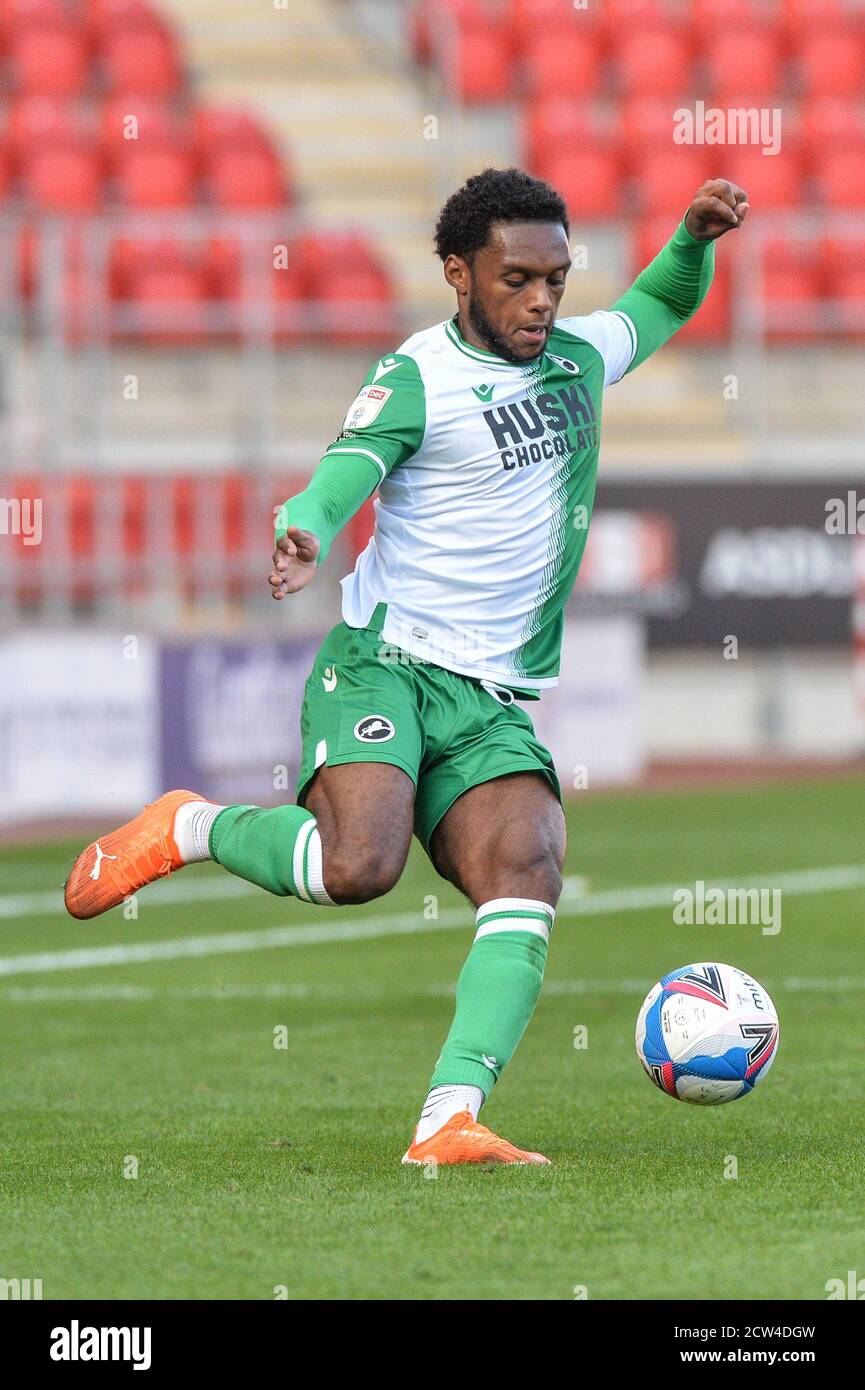 Mahlon Romeo (12) of Millwall with the ball Stock Photo - Alamy