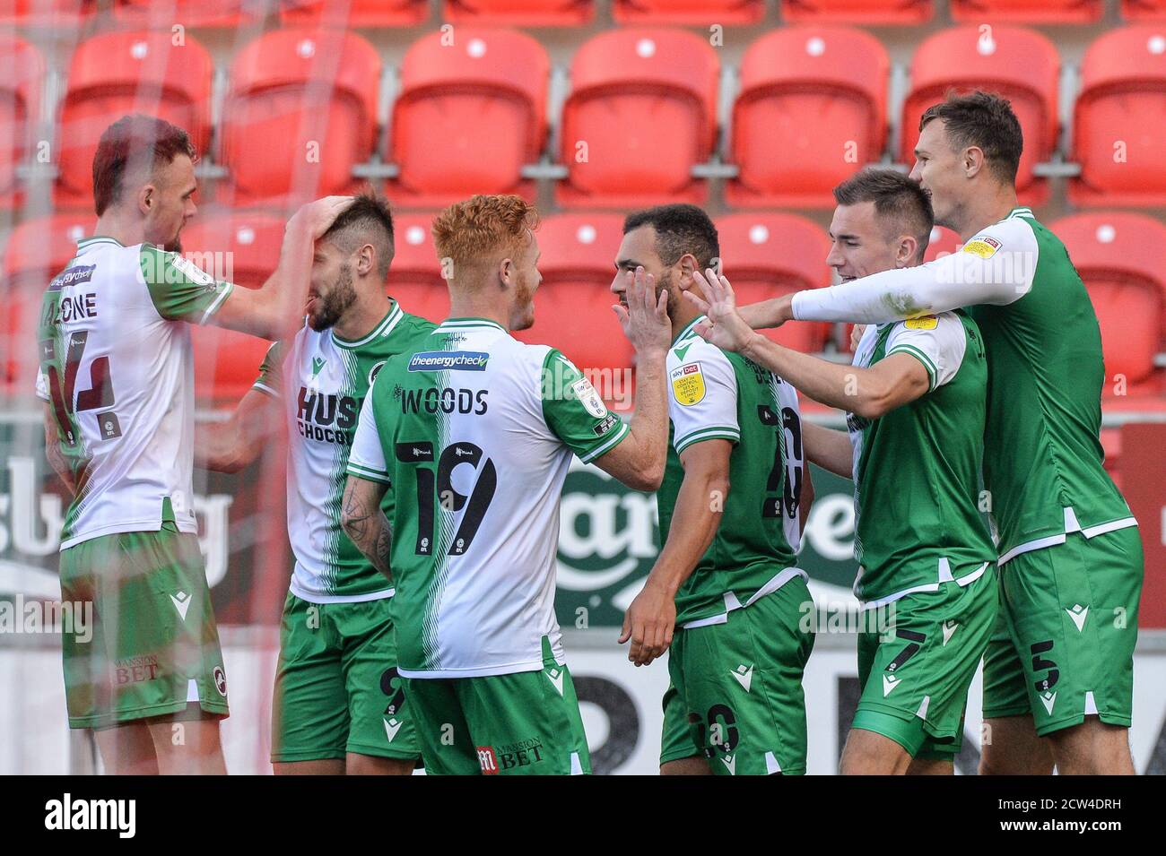 Millwall players celebrate taking the lead through Jed Wallace Stock ...