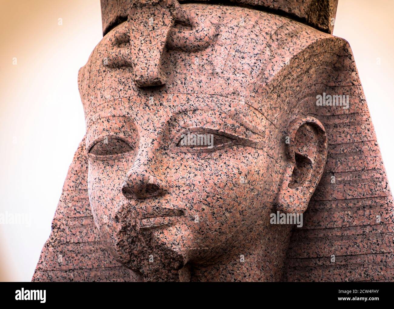 The head of the statue of the Sphinx at sunset on the Neva river ...
