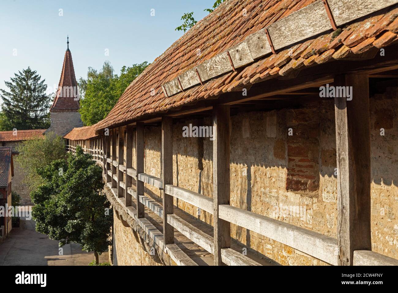 parapet walk, town wall, old town, Rothenburg ob der Tauber, Middle ...