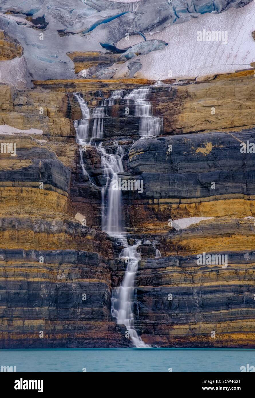 Waterfall - Bow Lake Banff National Park, Alberta, Canada Stock Photo ...