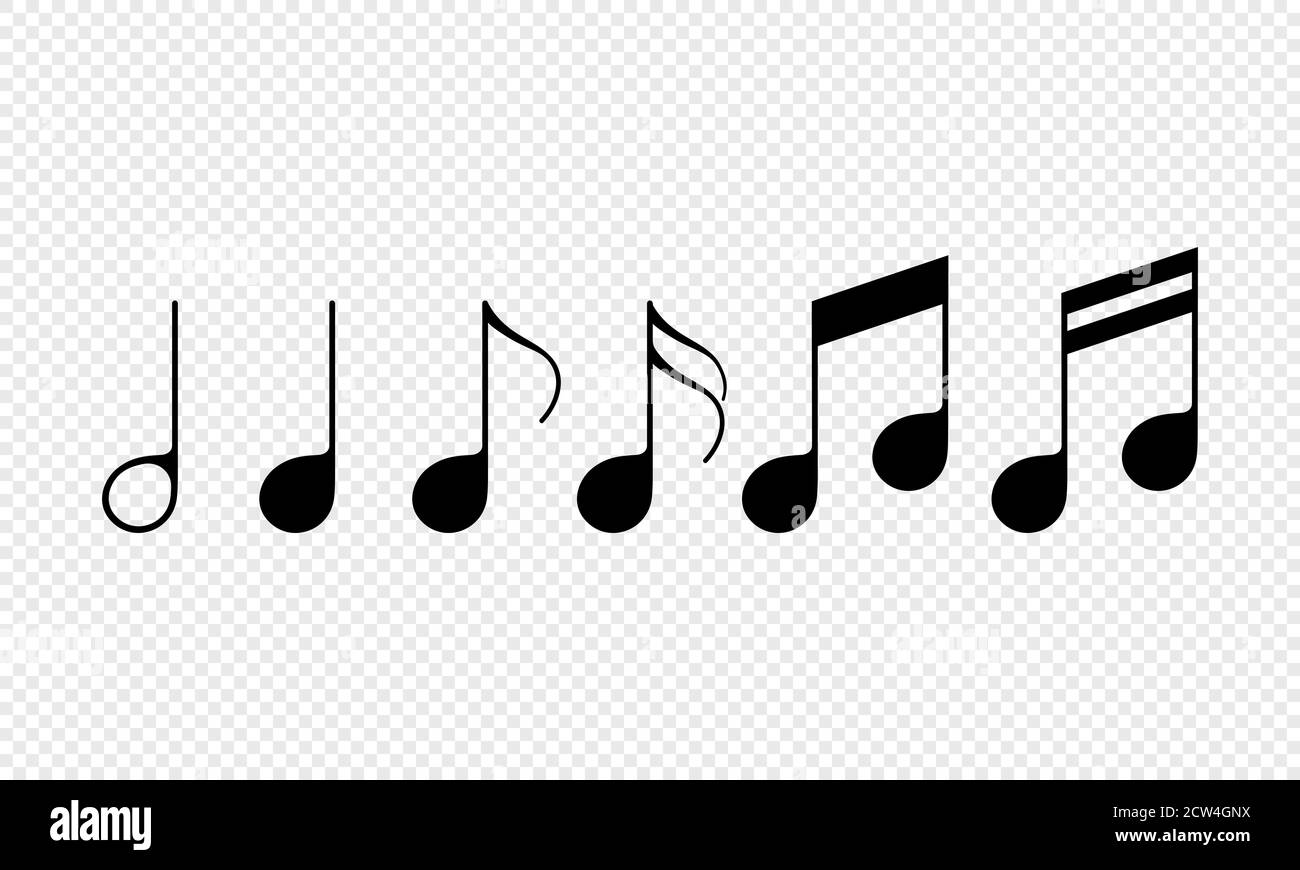 Musical note icon set in black. Music concept. Vector on isolated ...