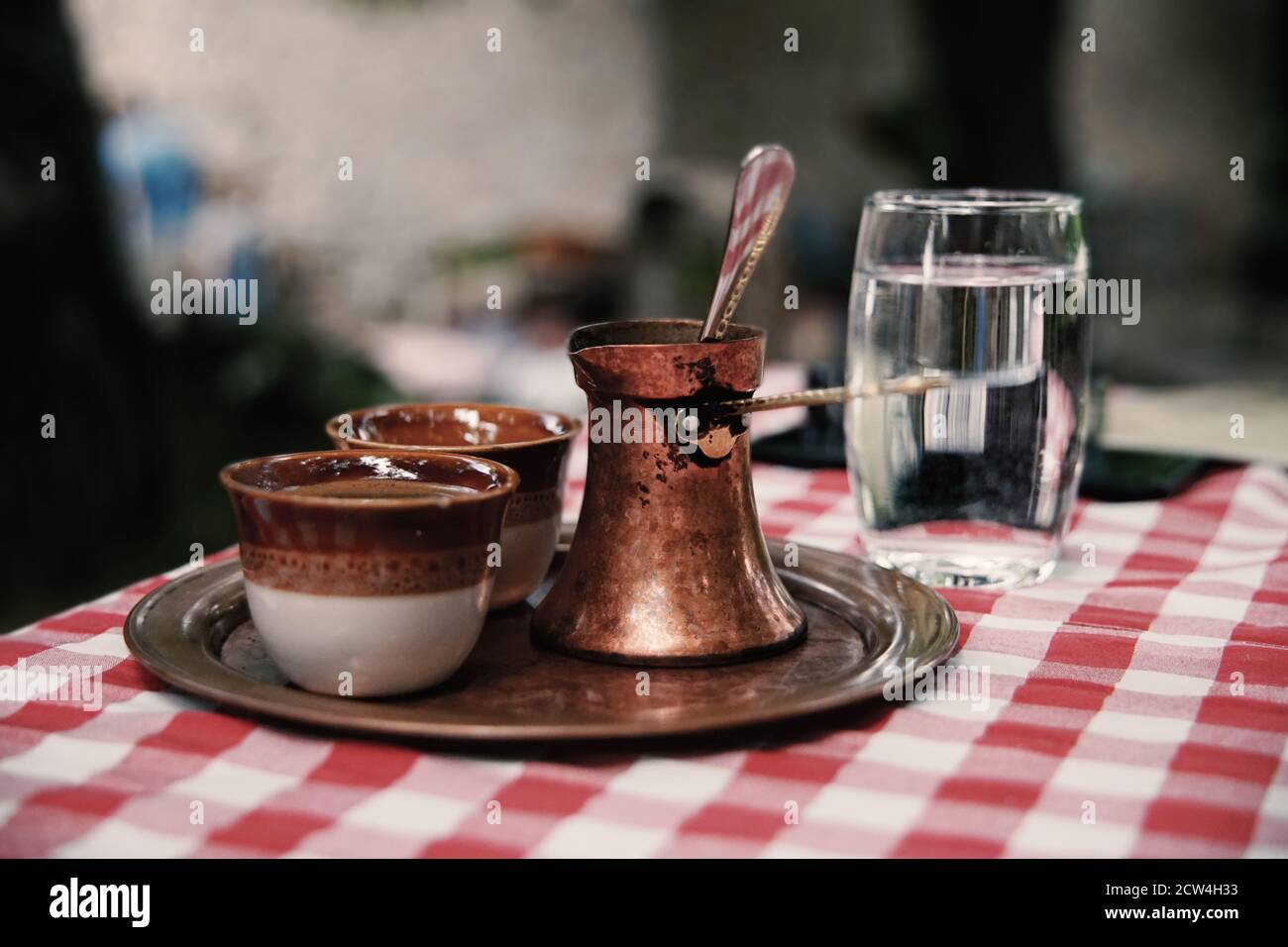 Traditional Turkish coffee in a Serbian restaurant Stock Photo - Alamy