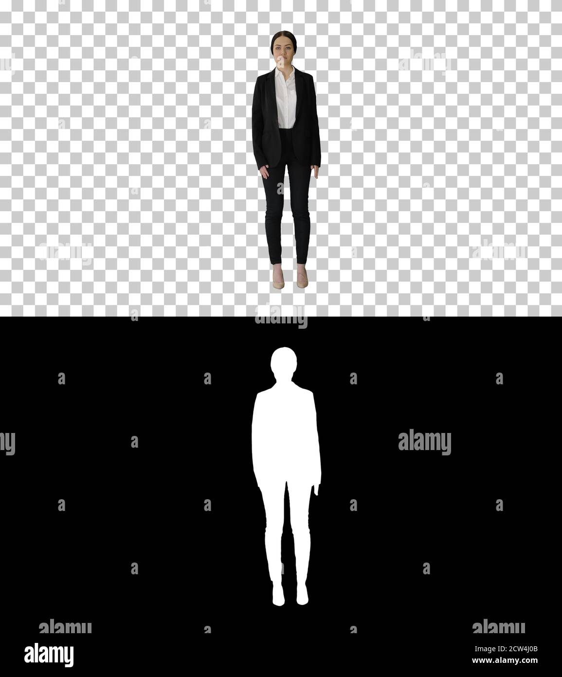 Attractive businesswoman standing doing nothing, Alpha Channel w Stock ...