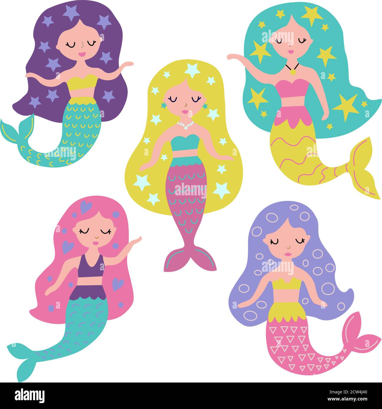 Mermaids set hi-res stock photography and images - Alamy