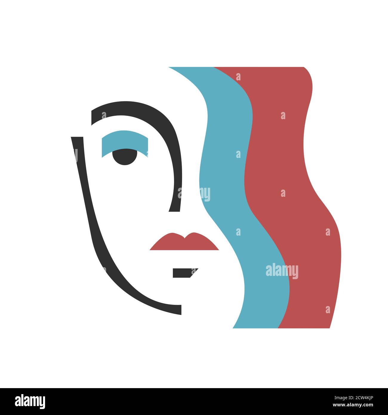 Poster with stylized girls face. Modern minimal art Stock Vector Image ...