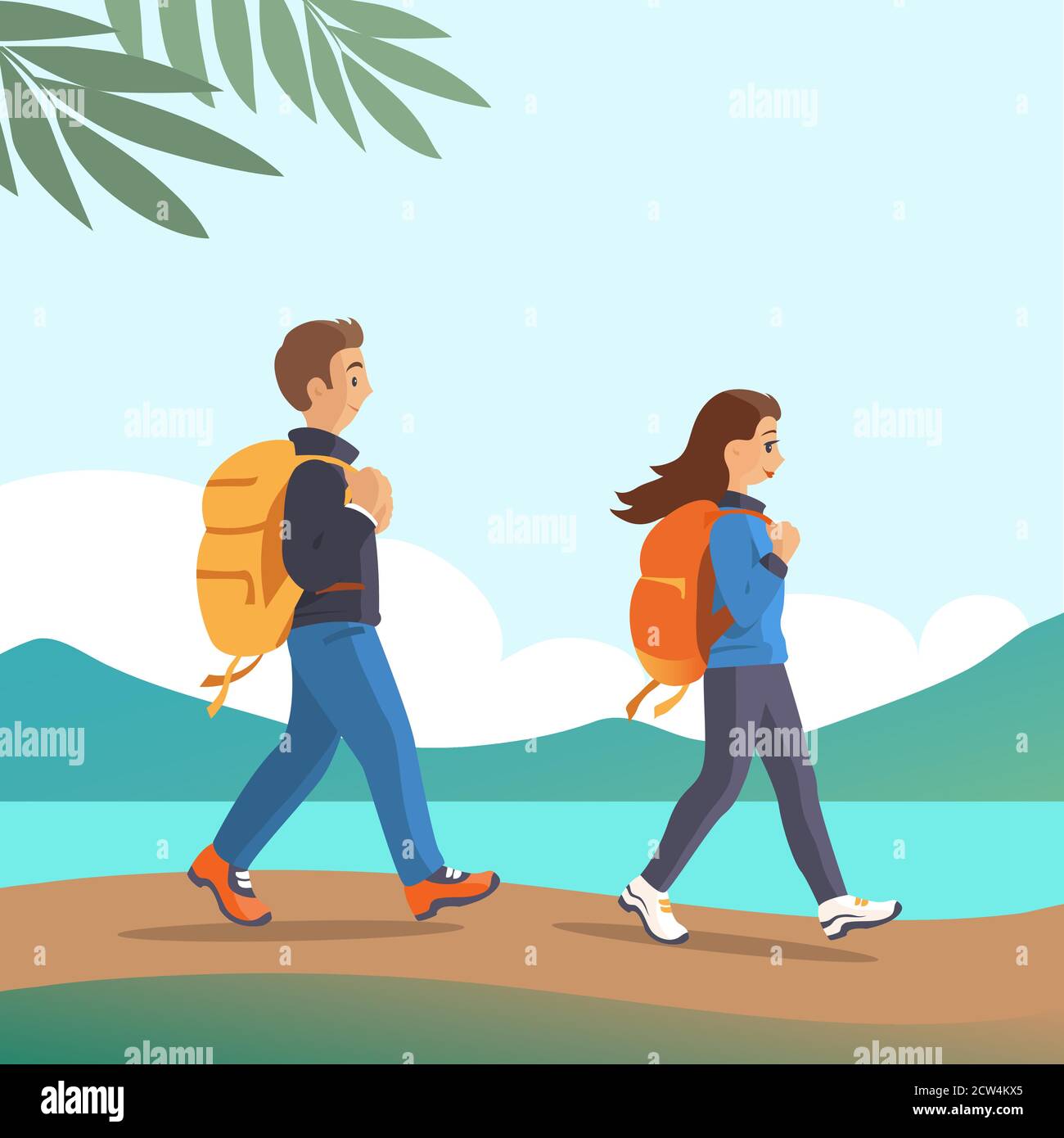 Happy couple on hiking Stock Vector Images - Alamy