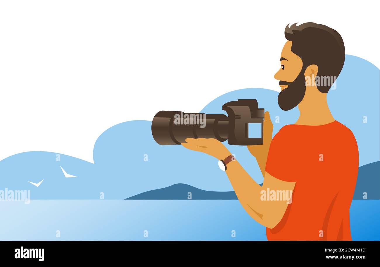 Young tourist camera Stock Vector Images - Alamy
