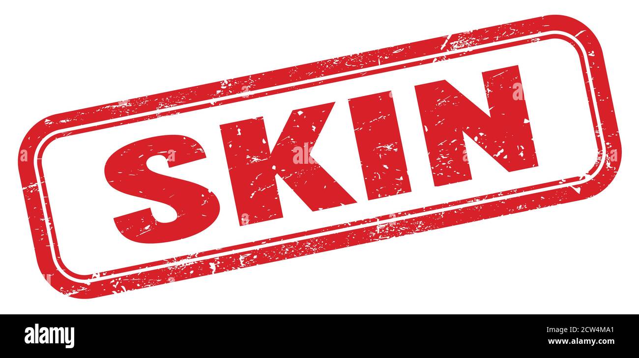 SKIN red grungy rectangle stamp sign Stock Photo - Alamy