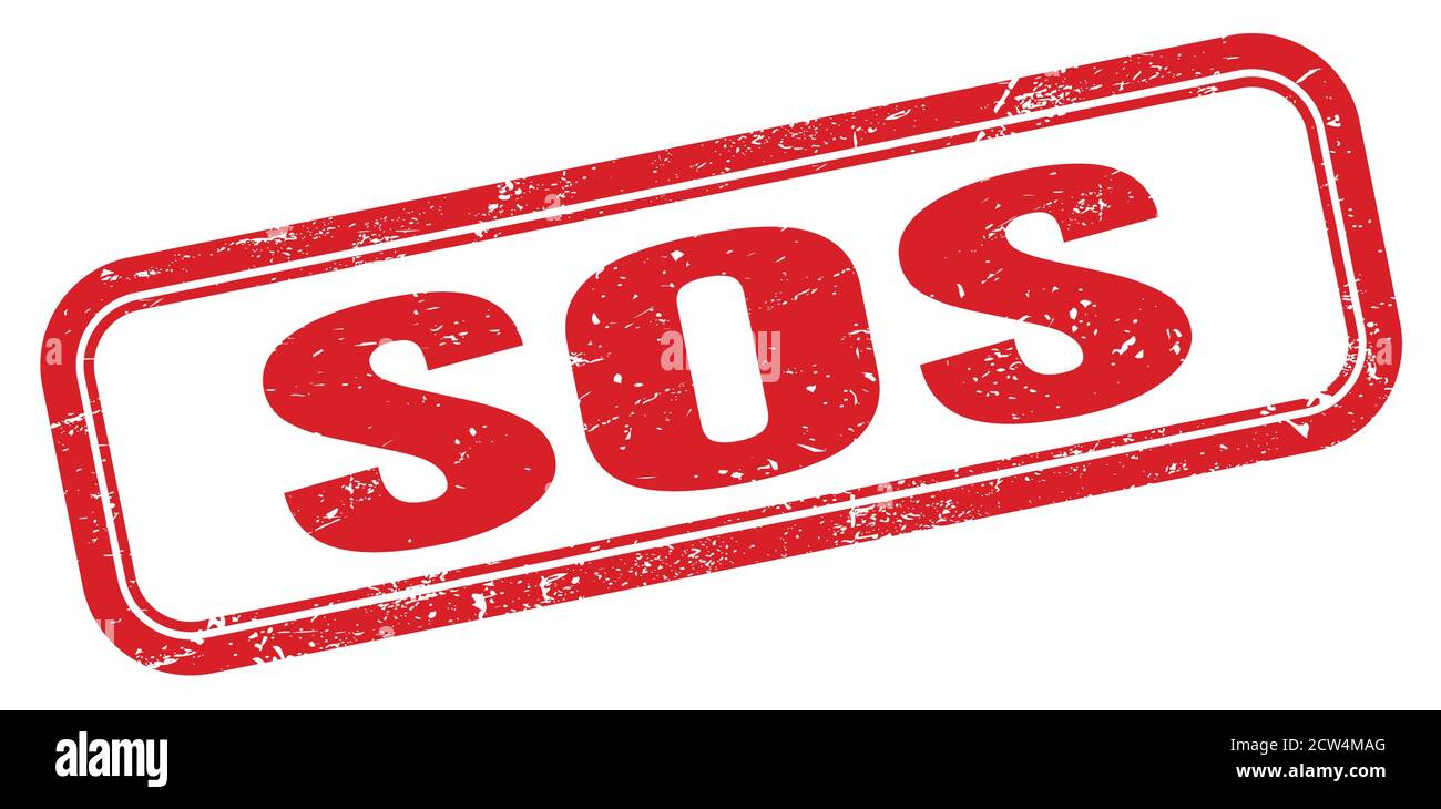 SOS red grungy rectangle stamp sign Stock Photo - Alamy