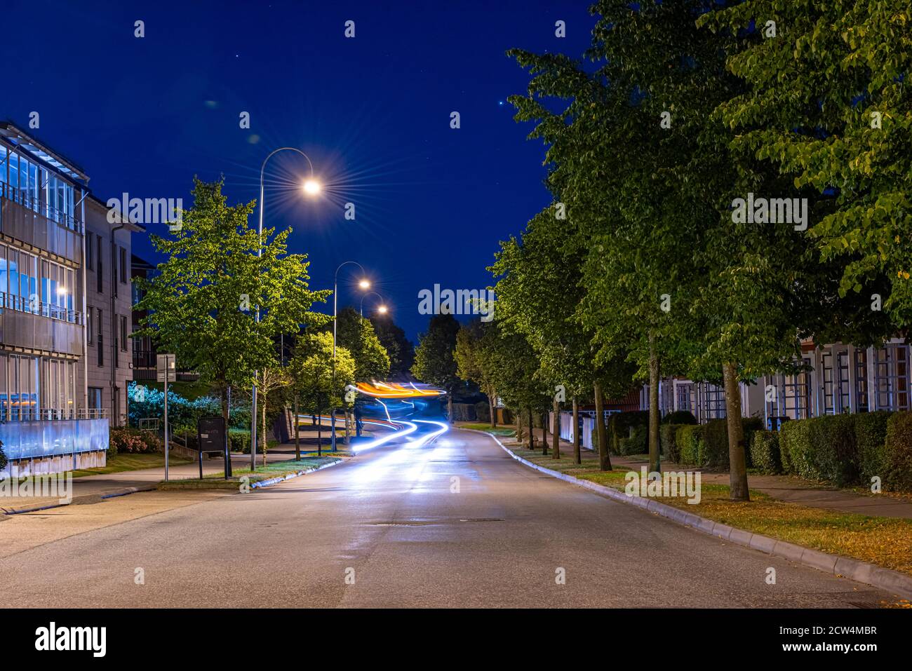 Suburban street on a summer night Stock Photo - Alamy