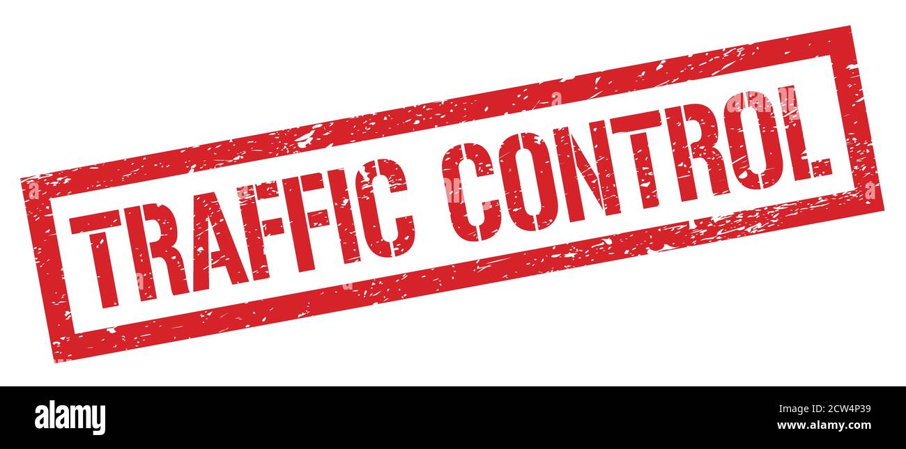 TRAFFIC CONTROL red grungy rectangle stamp sign Stock Photo - Alamy