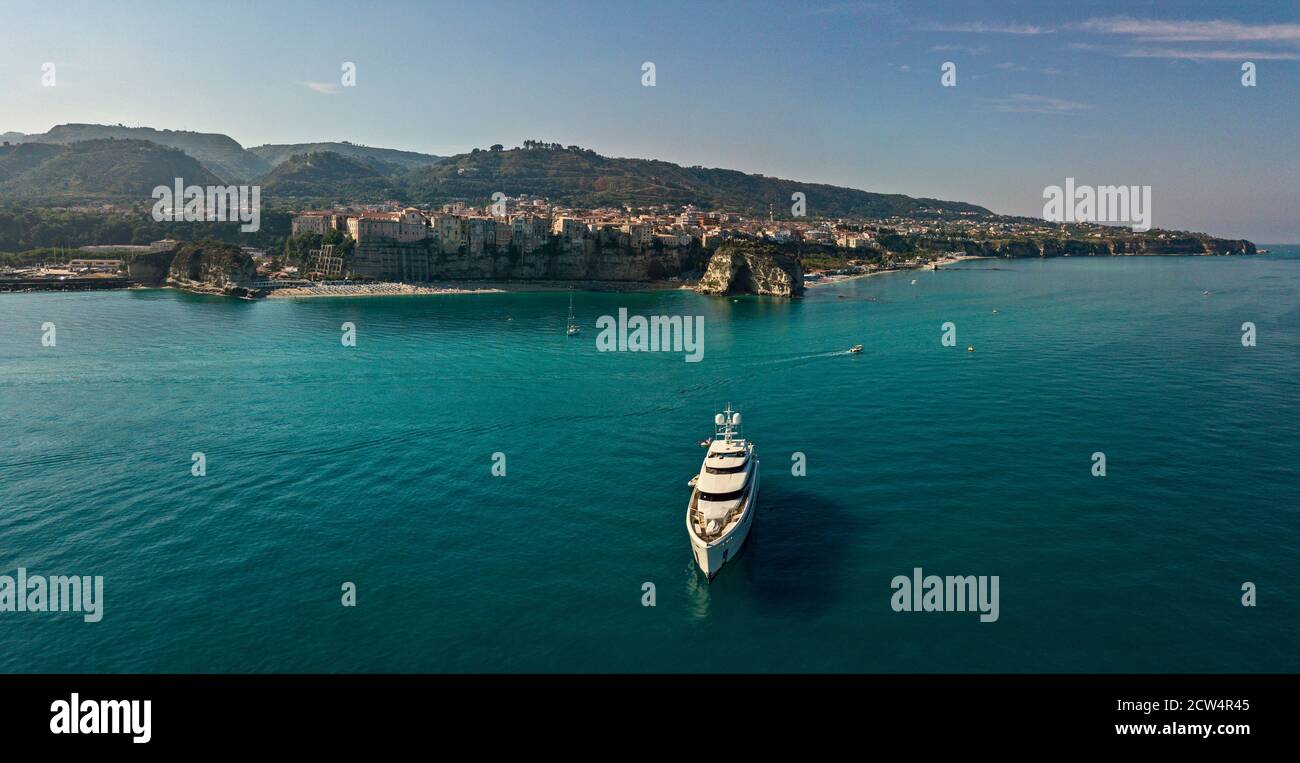 Aerial view of the Calabrian coast, cliffs overlooking the crystal ...