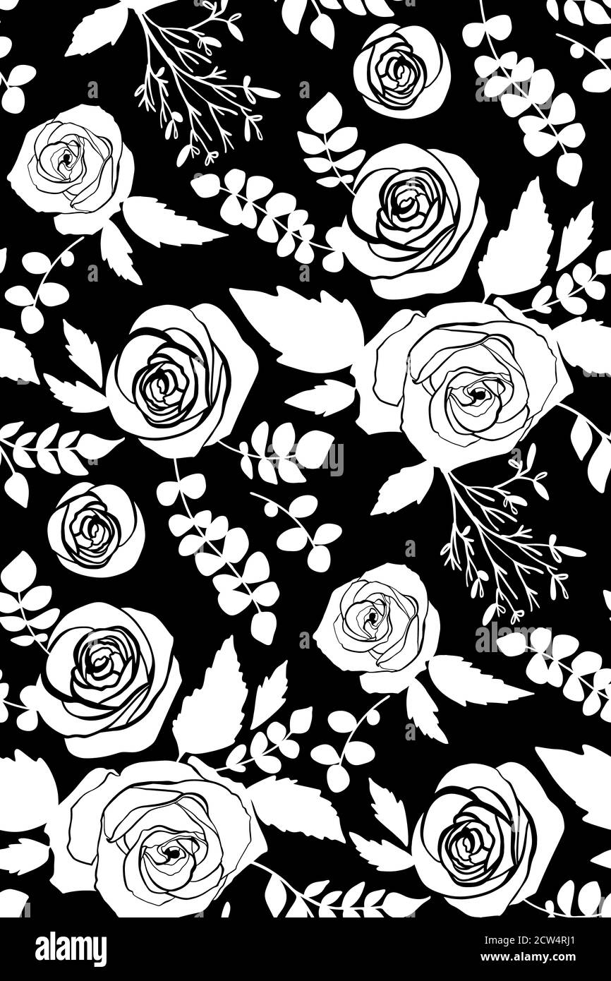Hand drawn roses Black and White Stock Photos & Images - Alamy